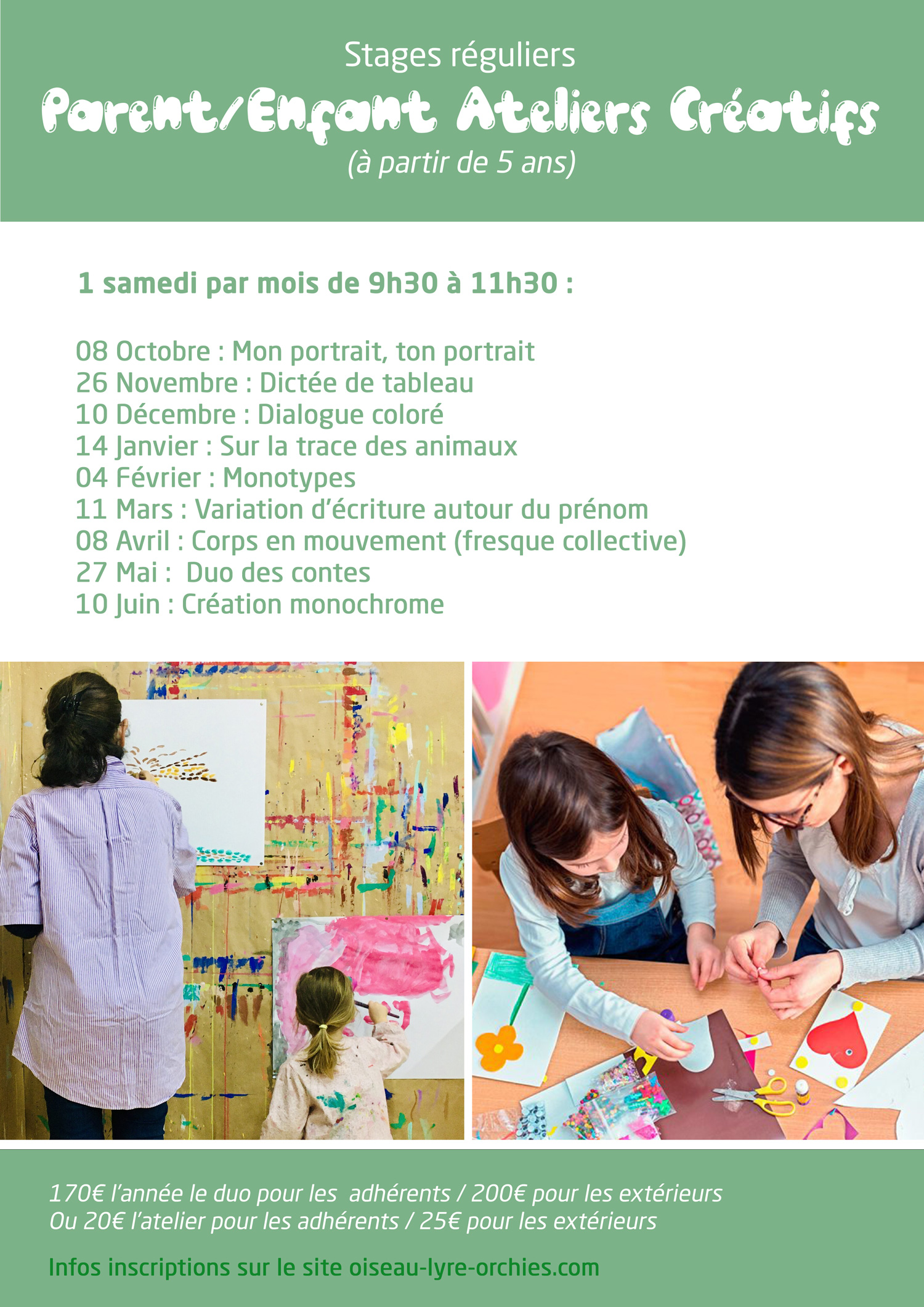 Stage Parent Enfant Ateliers créatifs – L'Oiseau-Lyre